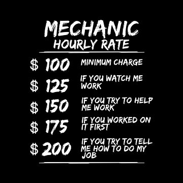 "Funny Mechanic Hourly Rate Auto Shop Cars Mechanic T-Shirt" Poster for ...