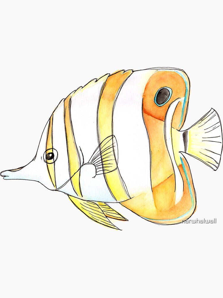 "Saltwater Copperband butterfly fish in watercolor" Sticker for Sale by ...