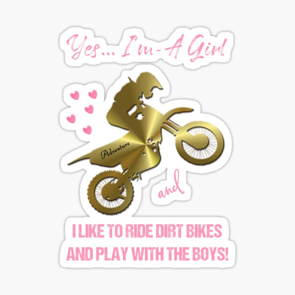 "Dirt Bike Motocross Girl with Pink Hearts and Fonts" Sticker for Sale ...