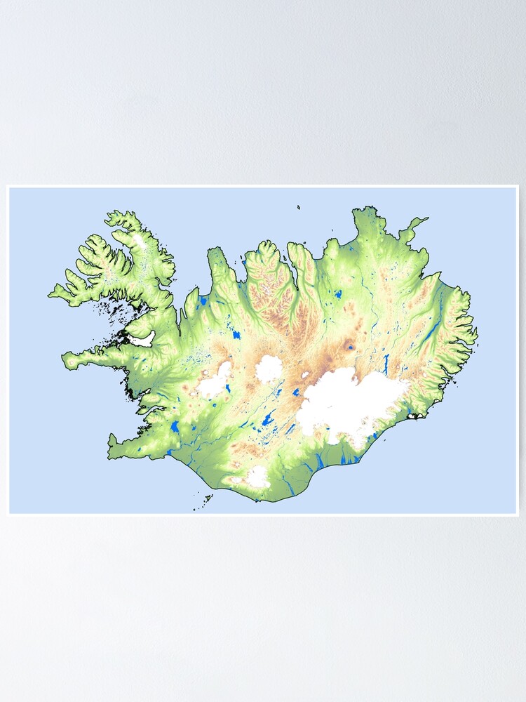 "Physical map of Iceland" Poster by Geoartist | Redbubble