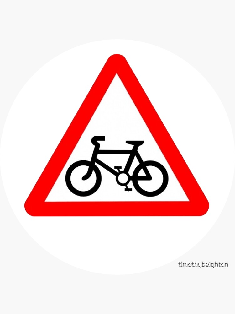 "Bicycle Warning sign." Sticker by timothybeighton | Redbubble