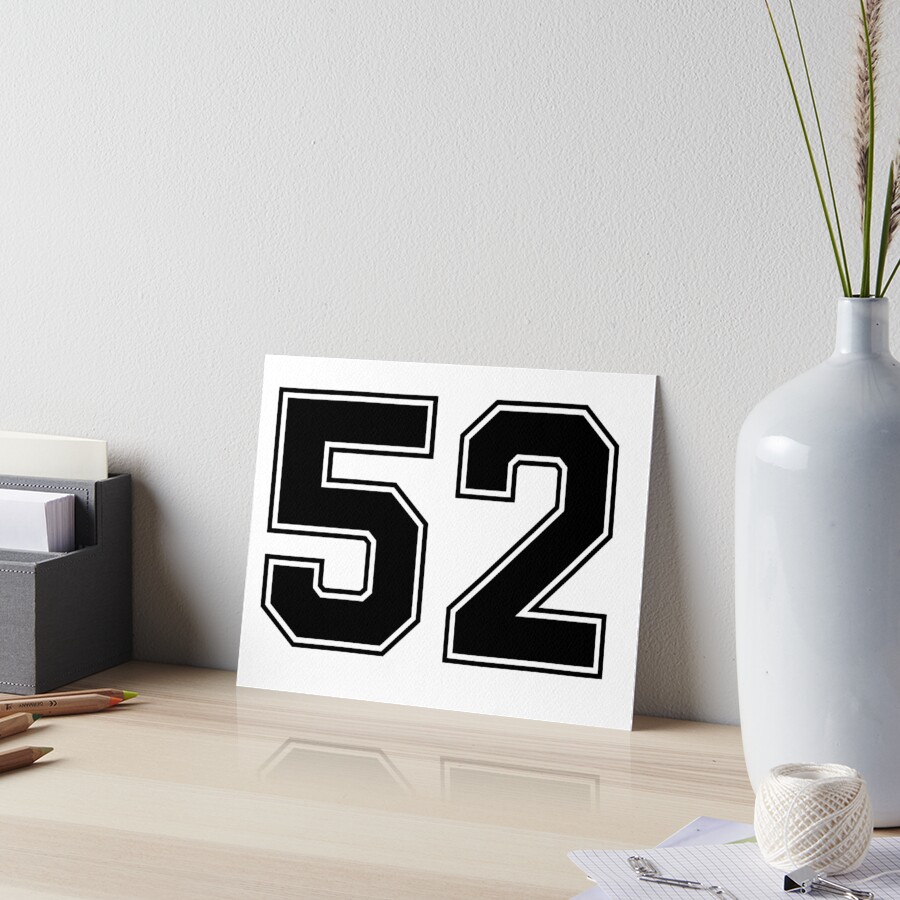"52 American Football Classic Vintage Sport Jersey Number in black ...