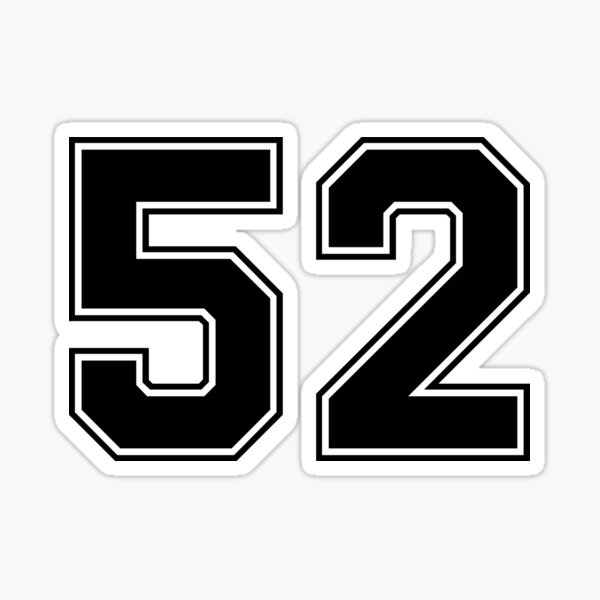 "52 American Football Classic Vintage Sport Jersey Number in black ...