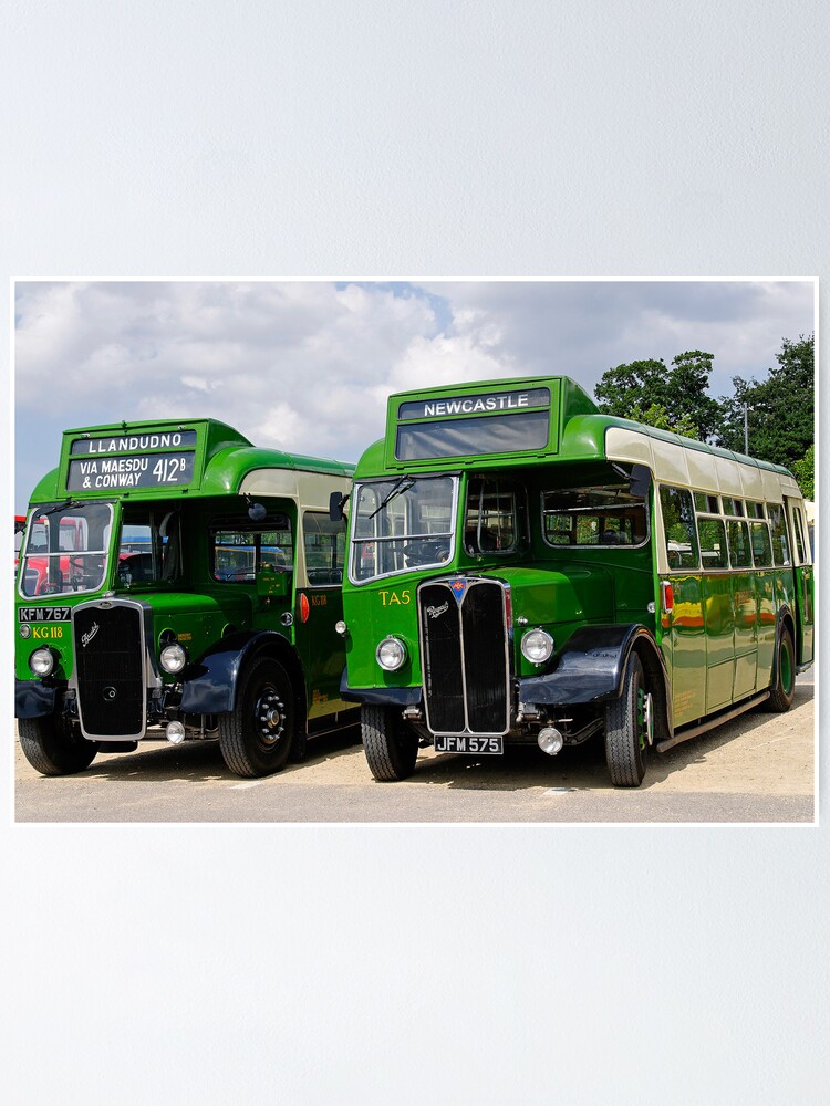 "A pair of green vintage buses" Poster for Sale by buttonpresser ...