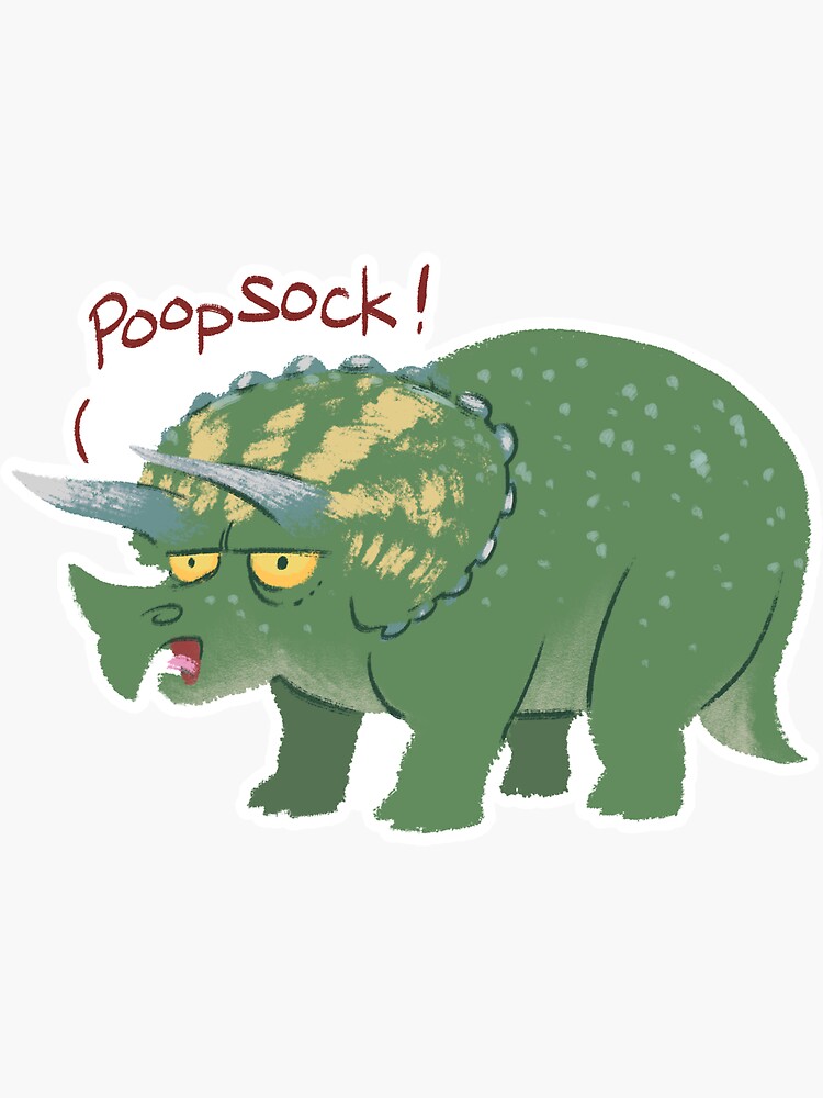 "Poopsock (Potty-Mouthed Dino)" Sticker by rondanchan | Redbubble