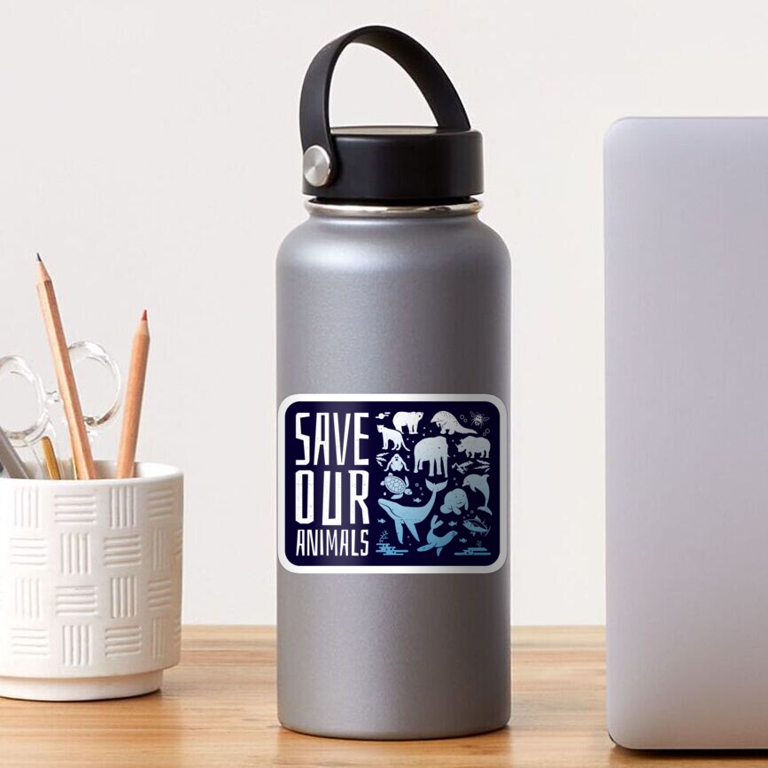 "Save Our Animals - Endangered Animals of the World" Sticker for Sale ...