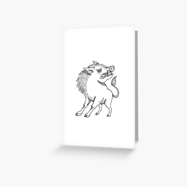 "Razorback Doodle Art Black and White" Greeting Card by patrimonio ...