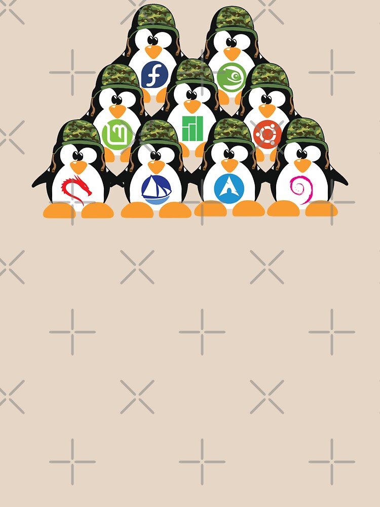 "Linux Tux Penguin Army distro Logo T-shirt" T-shirt for Sale by ...