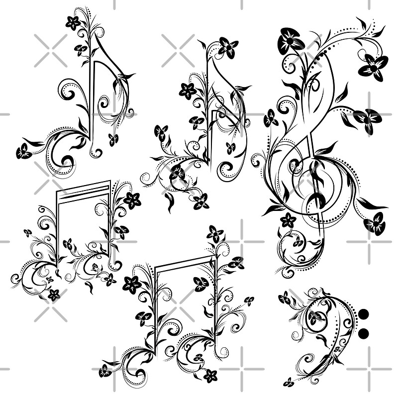 "Floral Music Notes" by AnnArtshock | Redbubble