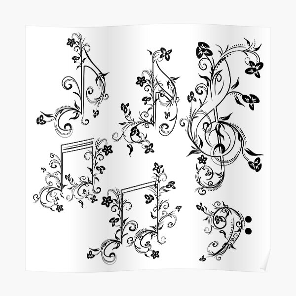 "Floral Music Notes" Poster by AnnArtshock | Redbubble