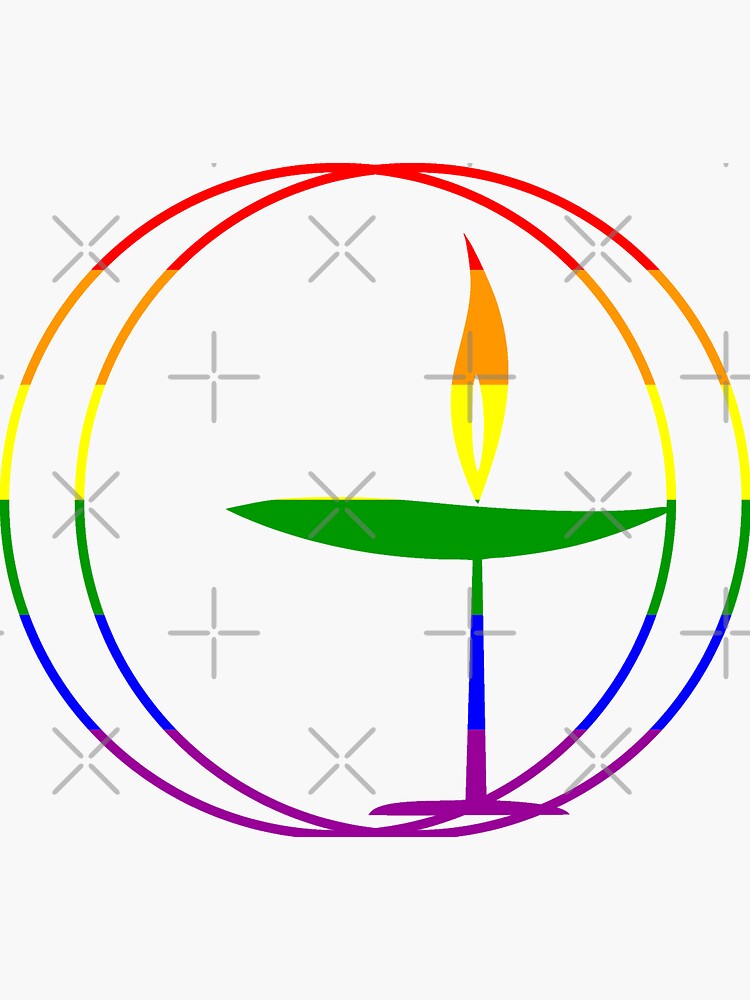 "Unitarian Universalist Flaming Chalice Gay Pride Rainbow Flag" Sticker ...