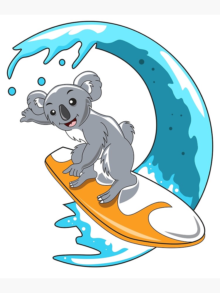"kawaii surfing koala " Art Print by theglaze | Redbubble