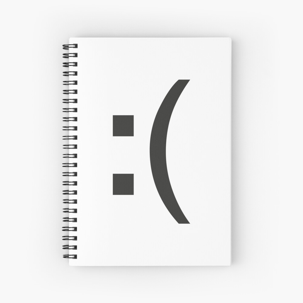 "sad face :( - Text Emoticon/Emoji" Spiral Notebook by Platnix | Redbubble