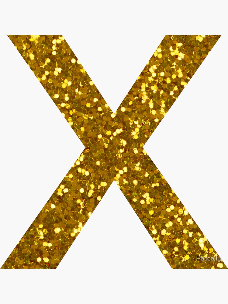 "GOLD LETTER X GOLD GLITTER" Sticker for Sale by Pascally | Redbubble