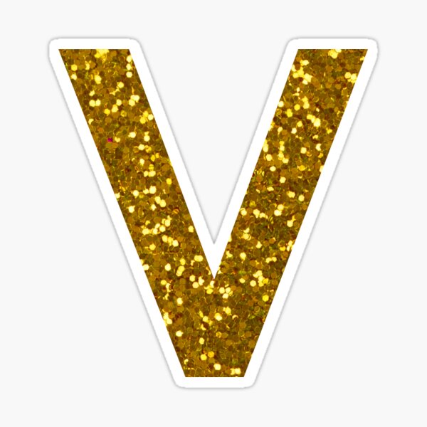 "GOLD LETTER V GOLD GLITTER" Sticker for Sale by Pascally | Redbubble