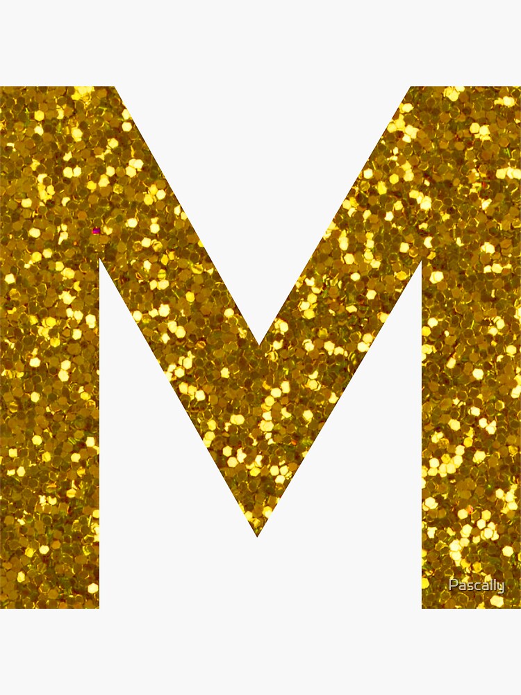 "GOLD LETTER M GOLD GLITTER" Sticker for Sale by Pascally | Redbubble