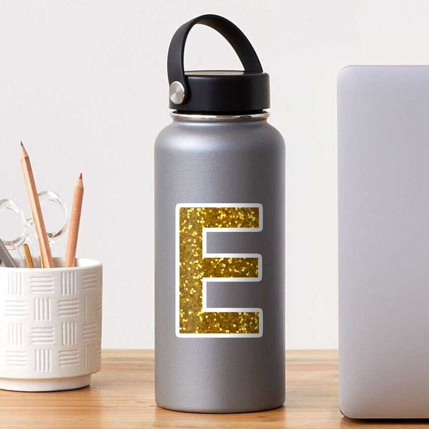 "GOLD LETTER E GOLD GLITTER" Sticker for Sale by Pascally | Redbubble