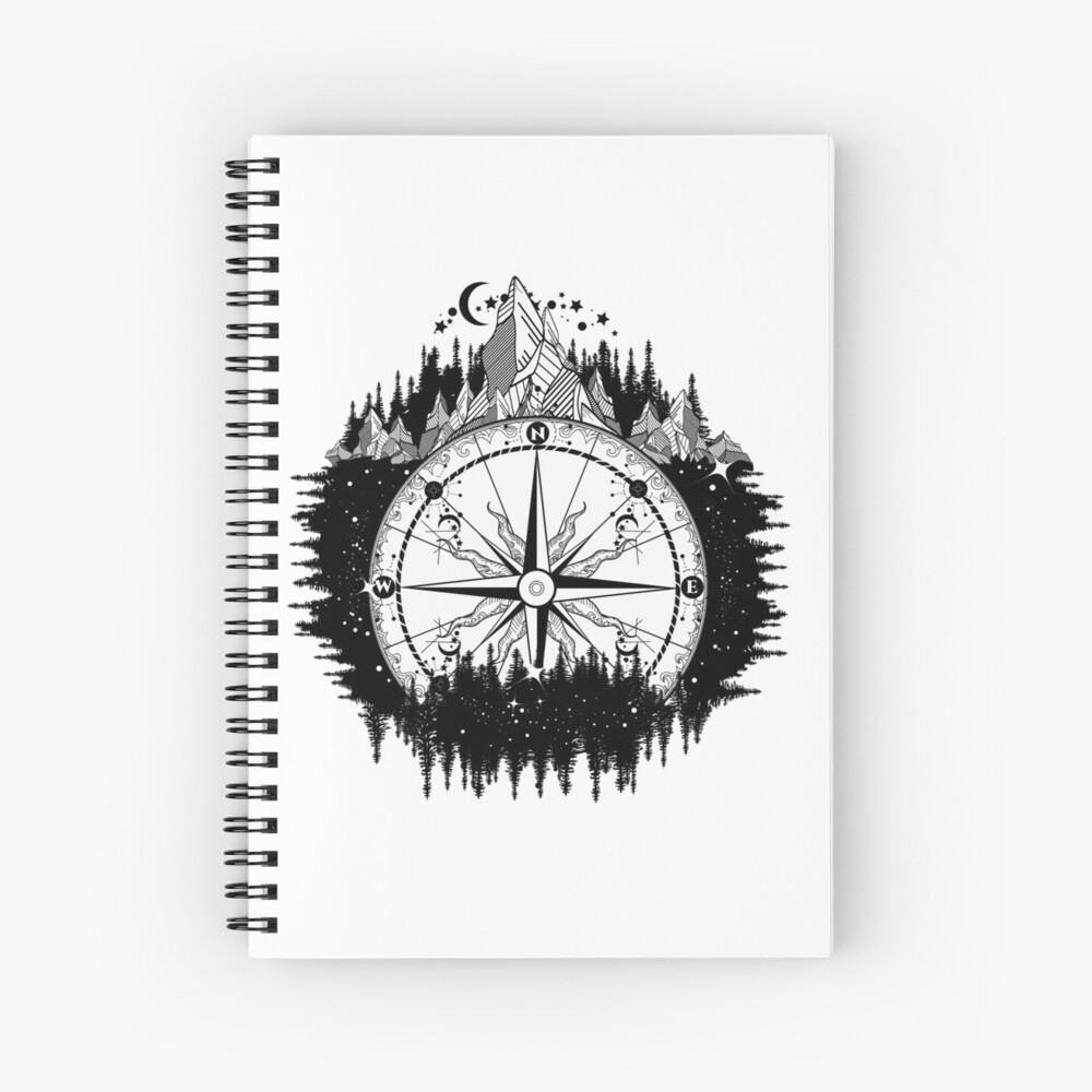 "Mountain and compass" Spiral Notebook for Sale by intueri | Redbubble