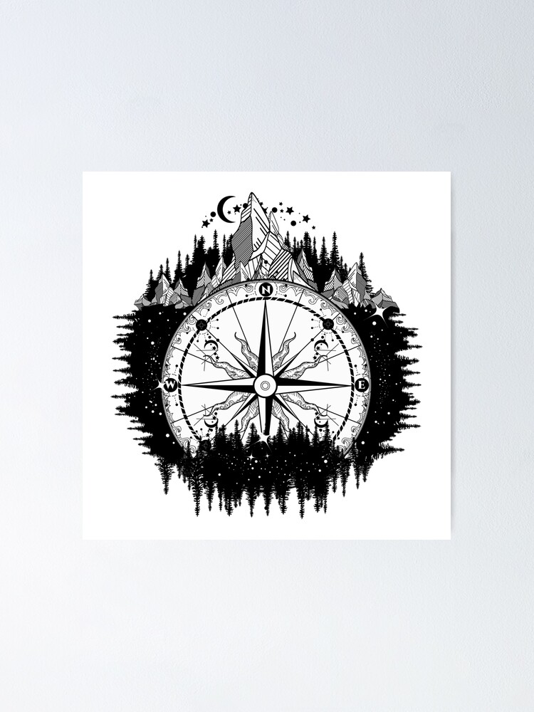 "Mountain and compass" Poster for Sale by intueri | Redbubble