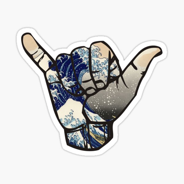 "The Great Wave Shaka" Sticker for Sale by rcassway03 | Redbubble