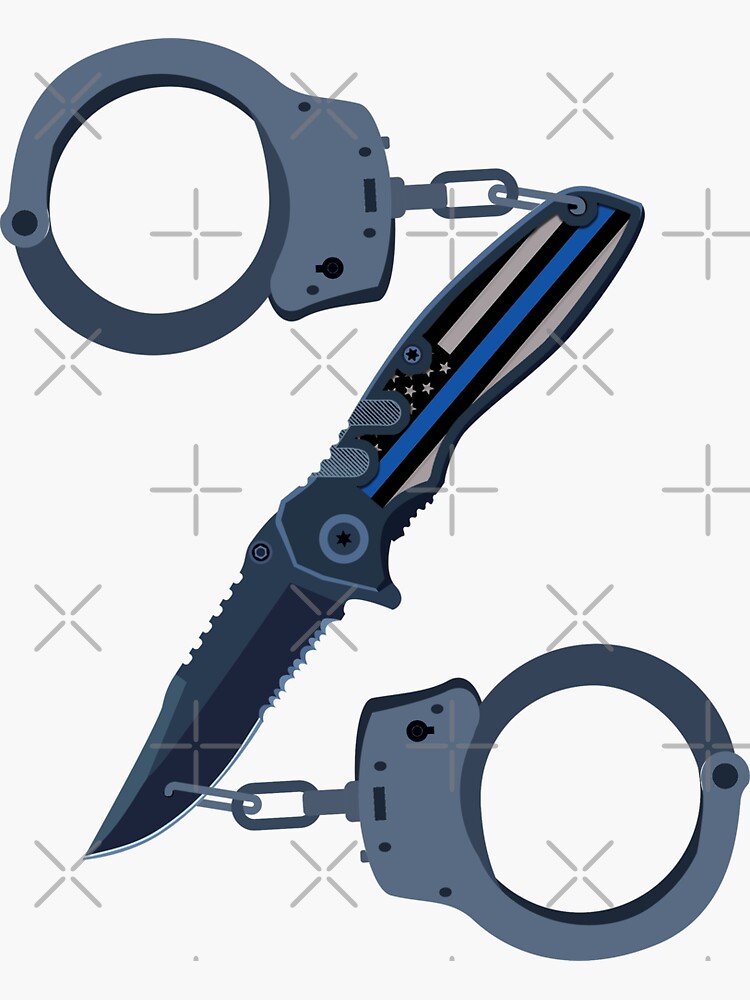 "Police Officer Initial Z Tactical Knife Handcuff " Sticker by javaneka ...