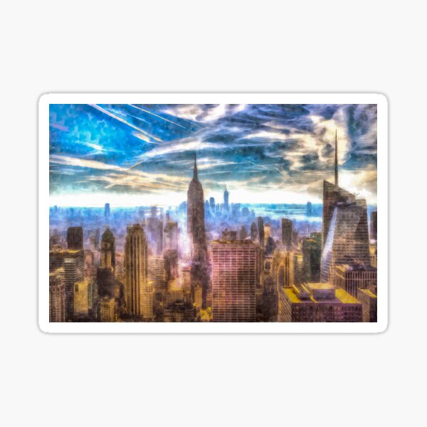 "New York Manhattan Skyline Art" Sticker for Sale by bejacs | Redbubble