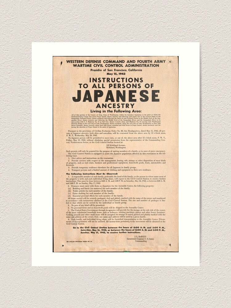 "World War II Japanese Internment Broadside (May 15, 1942)" Art Print ...