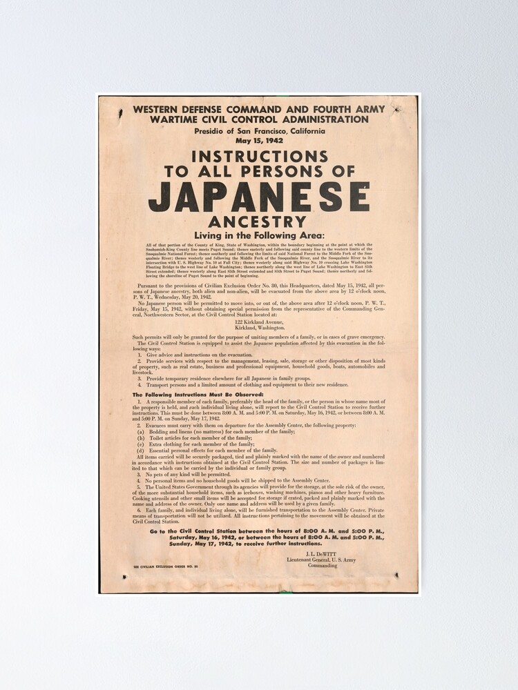 "World War II Japanese Internment Broadside (May 15, 1942)" Poster for ...