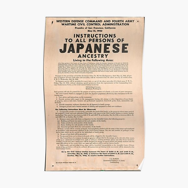 "World War II Japanese Internment Broadside (May 15, 1942)" Poster for ...