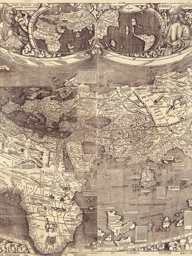 "Universalis Cosmographia Secundum World Map by Martin Waldseemuller ...