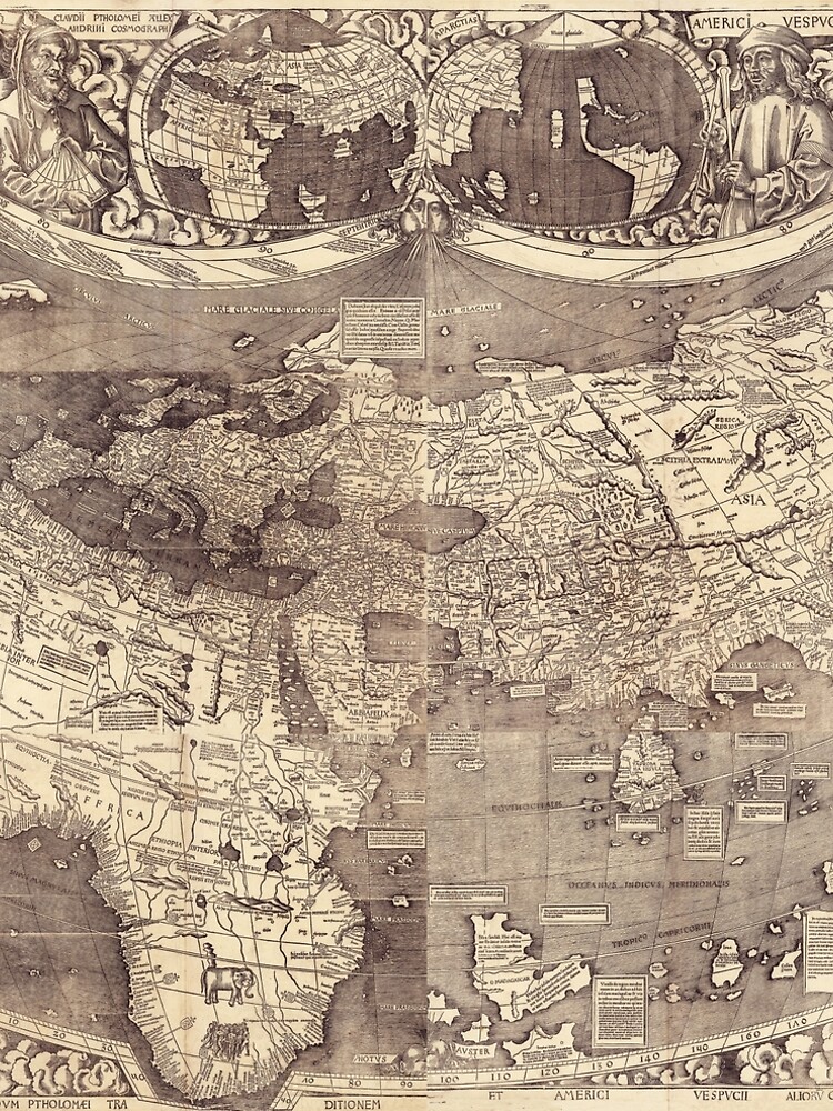 "Universalis Cosmographia Secundum World Map by Martin Waldseemuller ...