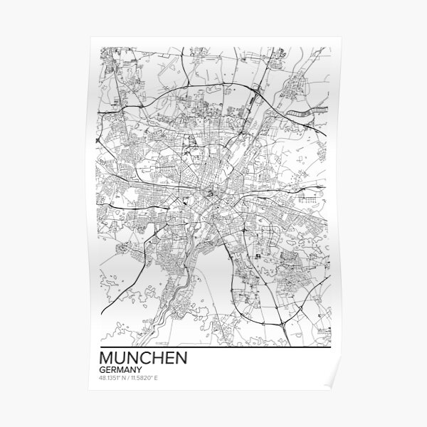 "München map poster print wall art, Germany gift printable, Home and ...
