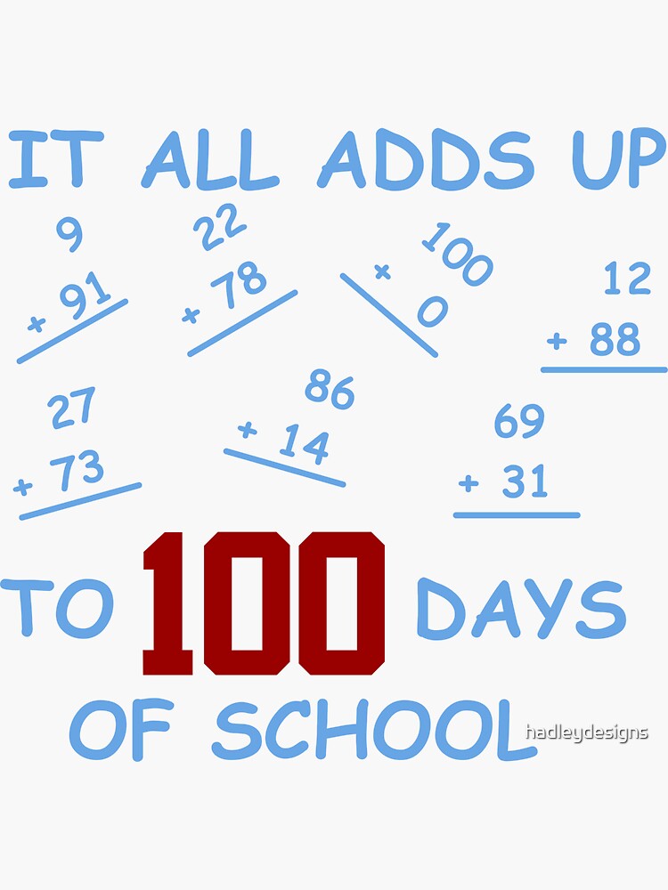 "It all adds up to 100 Days of School Student Math 3 Copy" Sticker for ...