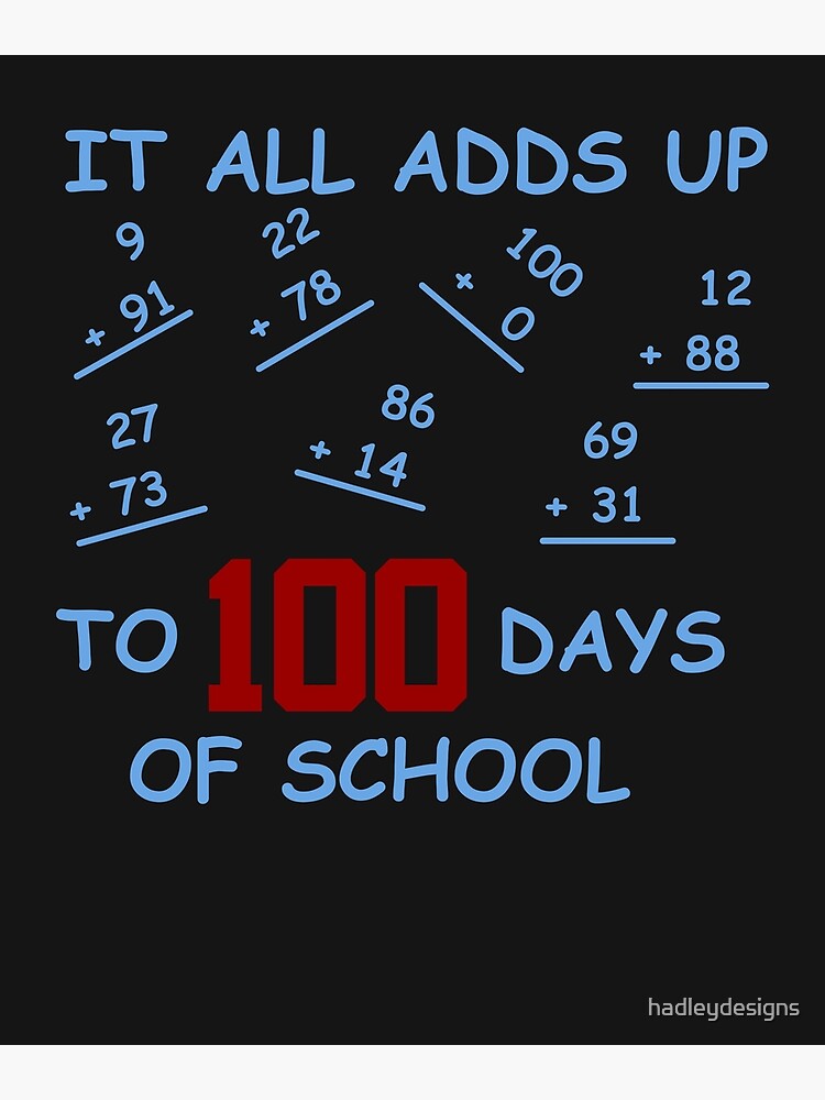 "It all adds up to 100 Days of School Student Math 3 Copy" Poster by ...
