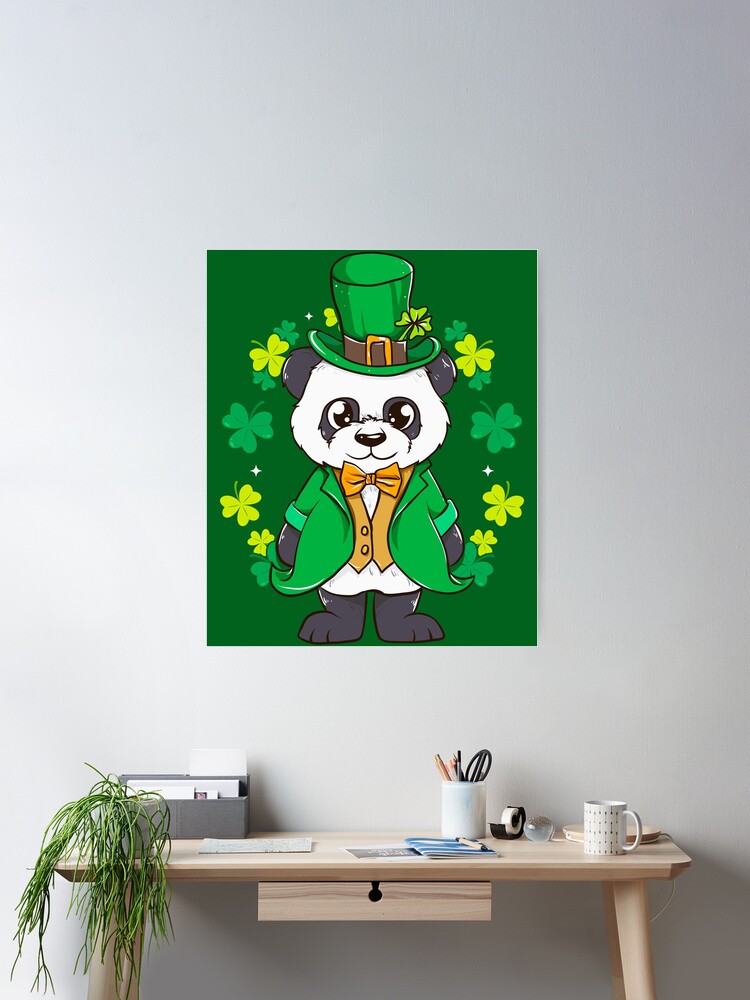 "St Paddys Panda Cute St Patricks Day Bear" Poster for Sale by ...