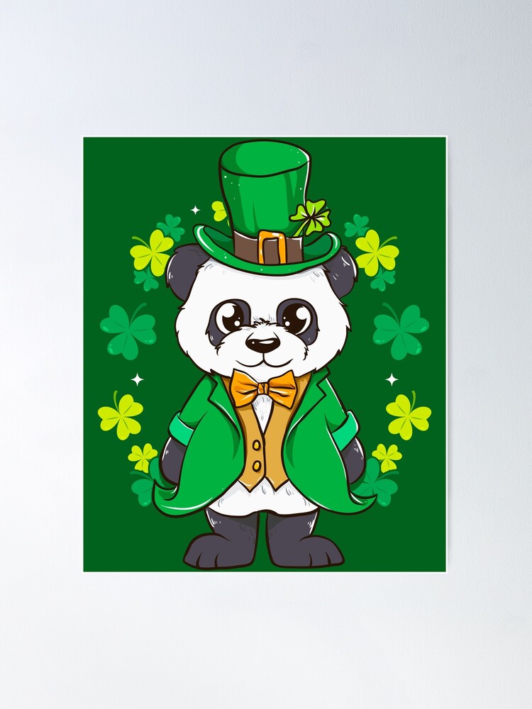 "St Paddys Panda Cute St Patricks Day Bear" Poster for Sale by ...