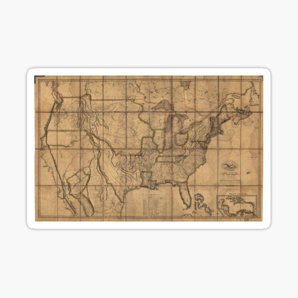 "Map of the Unitd States of America (1819)" Sticker for Sale by ...