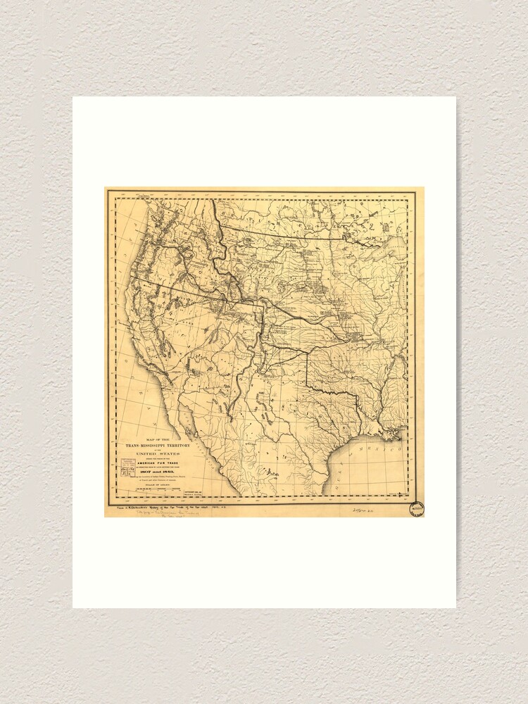 "Map of the Trans-Mississippi Between 1807 and 1843" Art Print for Sale ...
