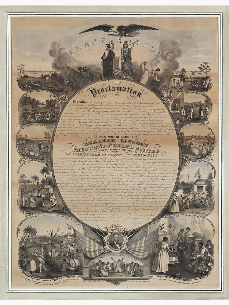 "Emancipation Proclamation with Narrative Pictorial by L. Lipman (1864 ...