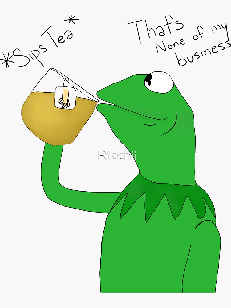 "Kermit the Frog Drinking Tea" Sticker for Sale by Rilachii | Redbubble