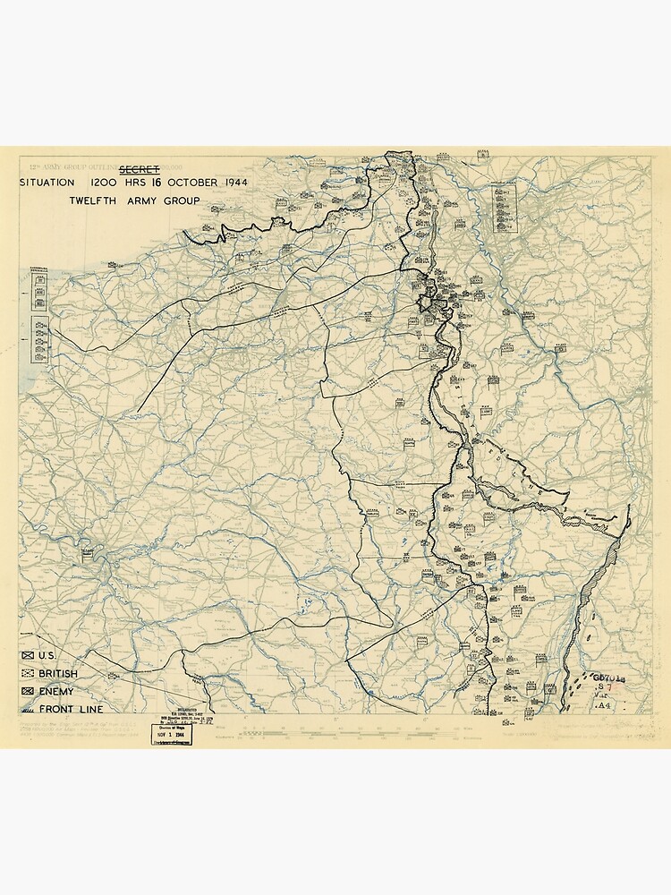 "World War II Twelfth Army Group Situation Map October 16 1944" Poster ...