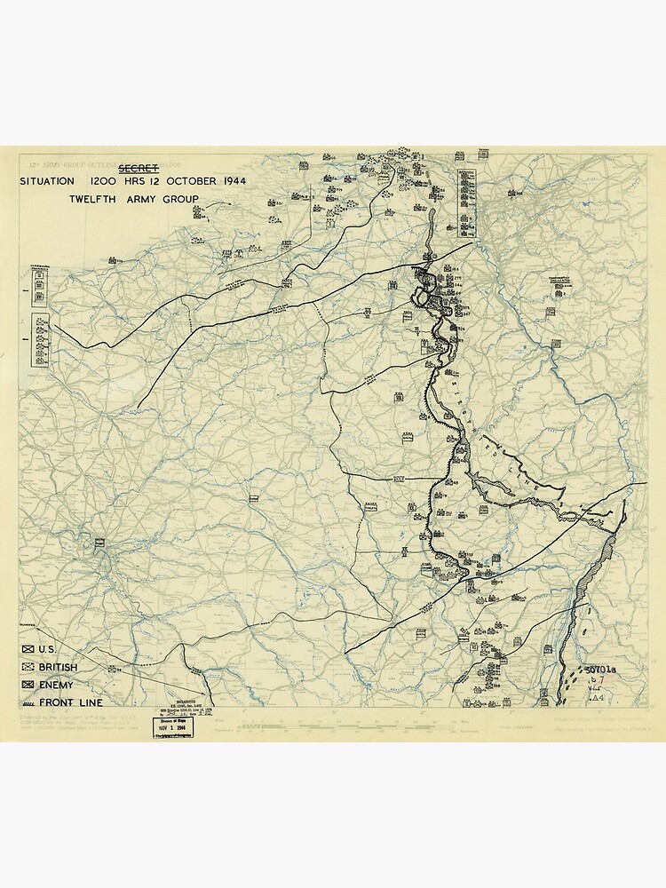 "World War II Twelfth Army Group Situation Map October 12 1944 ...