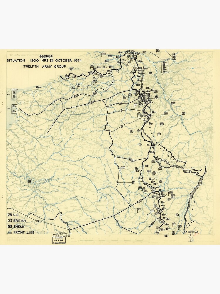 "World War II Twelfth Army Group Situation Map October 24 1944" Canvas ...