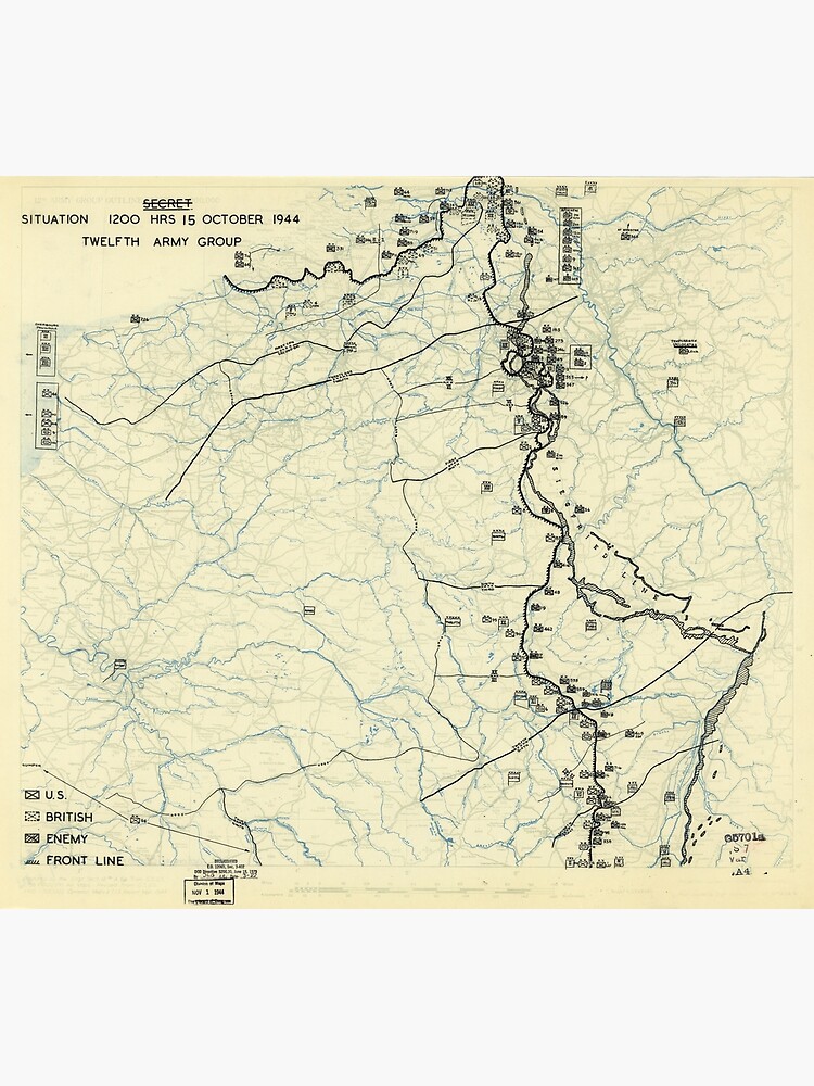 "World War II Twelfth Army Group Situation Map October 15 1944 ...