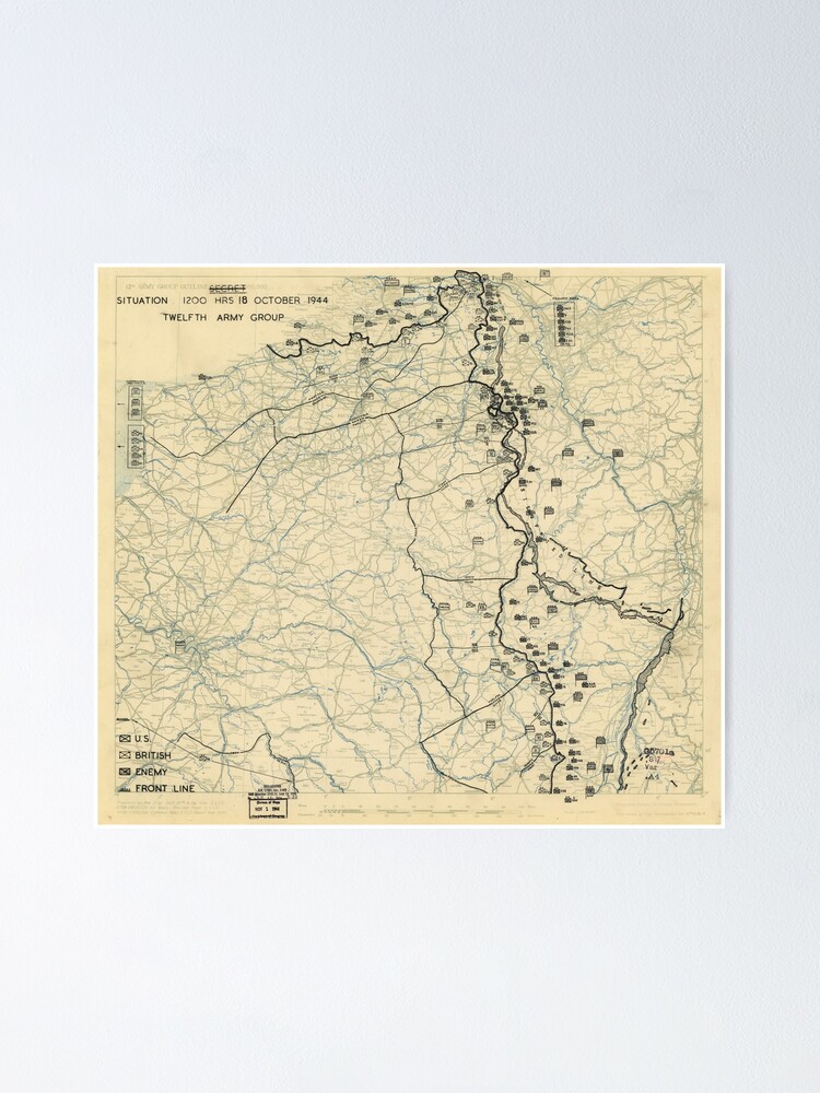 "World War II Twelfth Army Group Situation Map October 18 1944" Poster ...