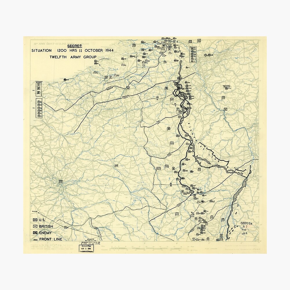 "World War II Twelfth Army Group Situation Map October 11 1944 ...
