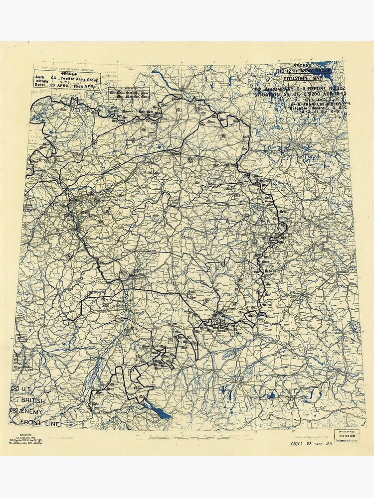 "World War II Twelfth Army Group Situation Map April 23 1945 ...