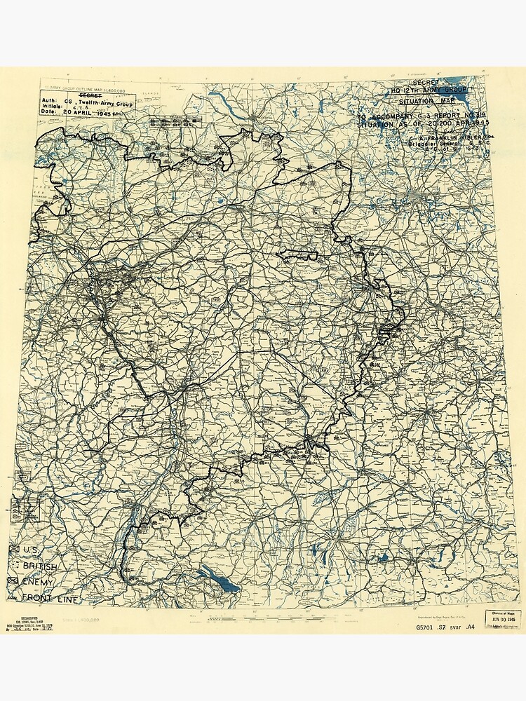 "World War II Twelfth Army Group Situation Map April 20 1945 ...
