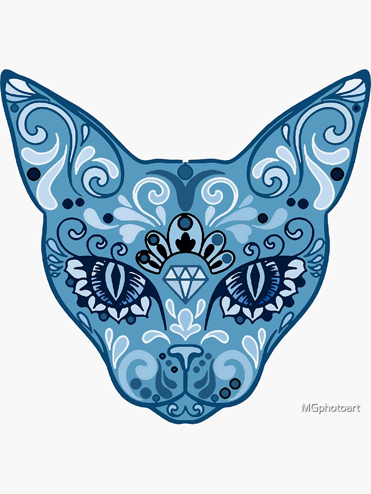 "Blue Diamond Cat" Sticker for Sale by MGphotoart | Redbubble