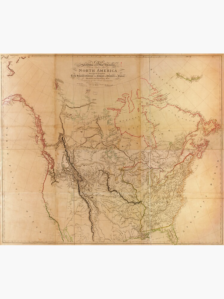 "Map of the Explored Parts of North America (1814)" Sticker for Sale by ...